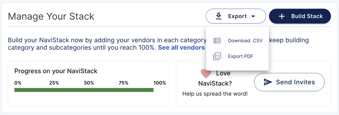 Exporting your NaviStack data
